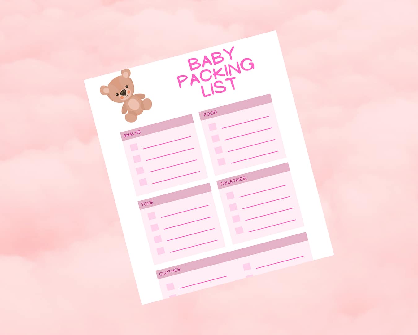 Cute Travel Packing List Printable Template