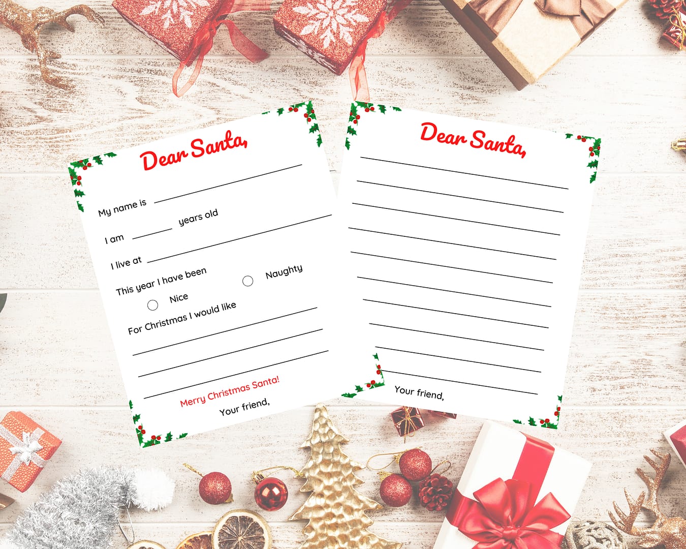 Cute and Festive Dear Santa Letter Template